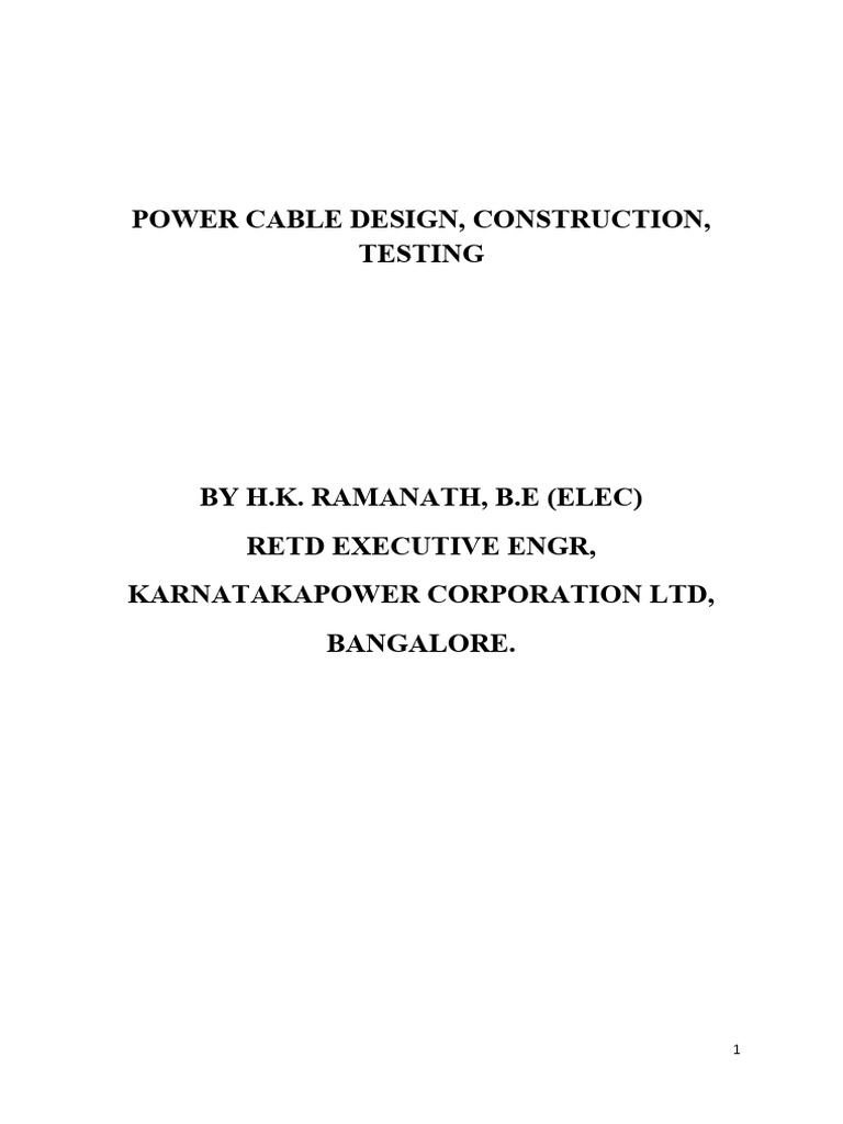 Power Cable Design, Construction, Testing | PDF | Insulator ...