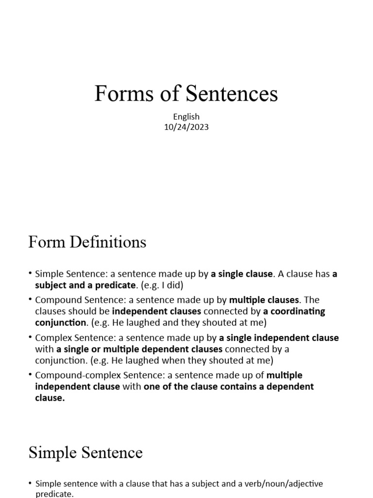 Forms of Sentences | PDF | Clause | Sentence (Linguistics)
