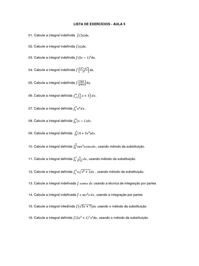 Lista de Exercicios A5 | PDF | Álgebra | Matemática aplicada