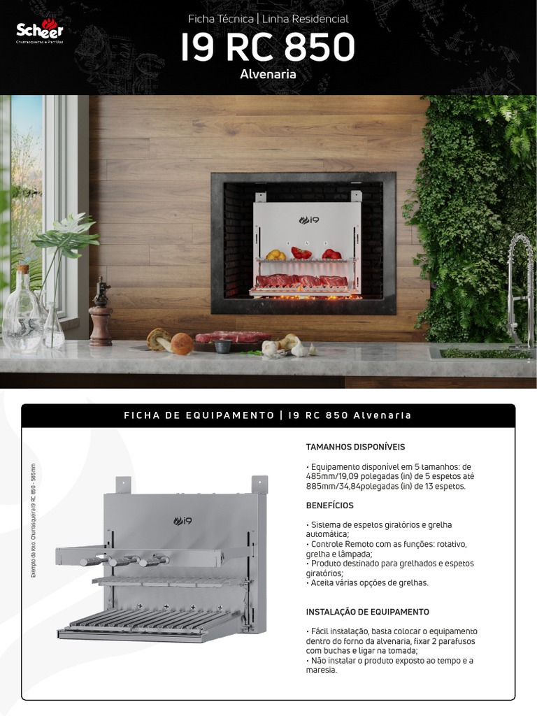 Ficha Técnica Linha Residencial (I9 RC 850 Alvenaria) PDF | Download grátis PDF ...