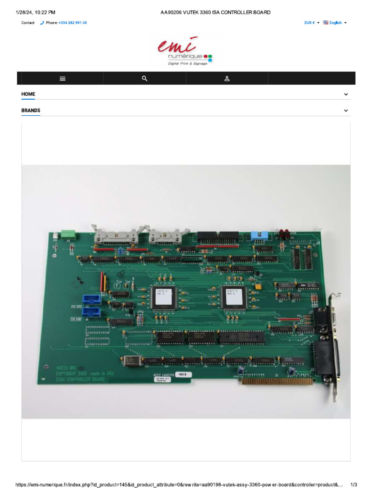 Aa90206 Vutek 3360 Isa Controller Board | PDF