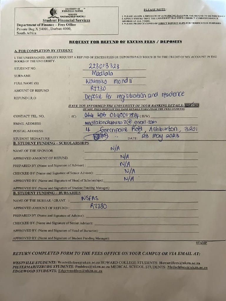 Refund Application Form | PDF