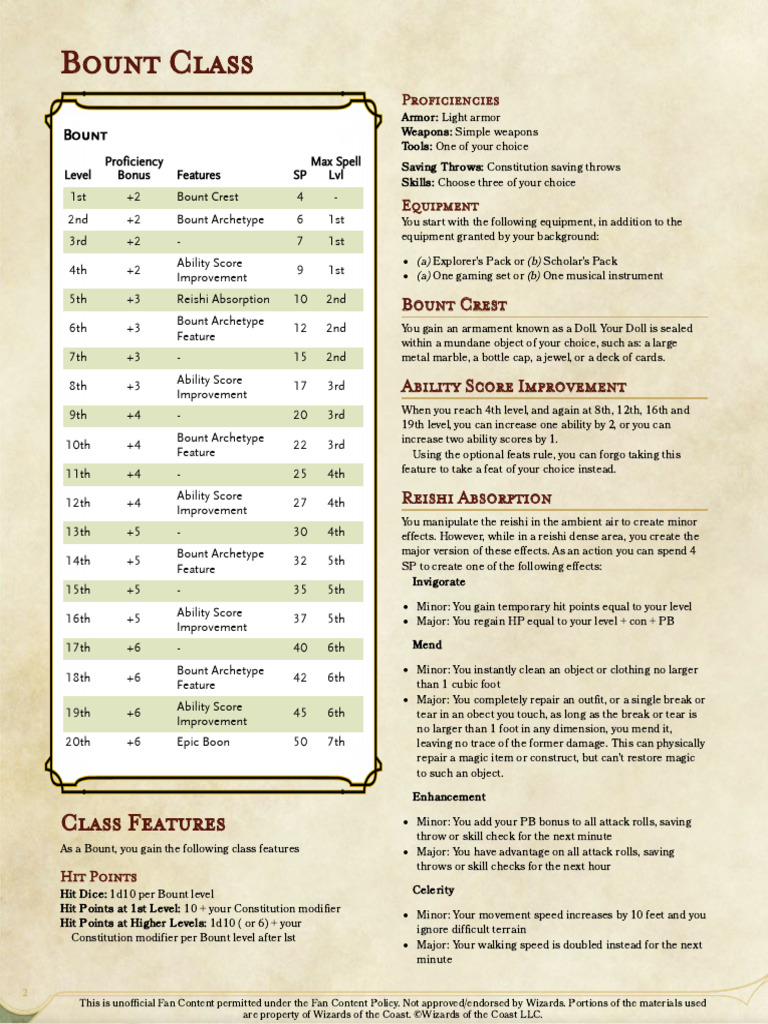 Bount Class and Armament v2.1 | PDF