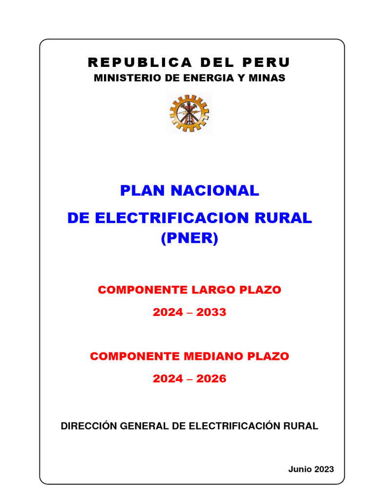 Plan Nacional de Electrificación Rural (PNER) 2024 - 2033 | PDF ...