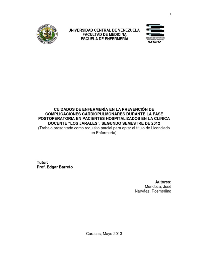 Cuidados de Enfermería en La Prevención de Complicaciones ...