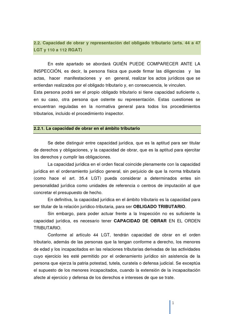 Capacidad de Obrar en el Ámbito Tributario | PDF | Sociedad de ...