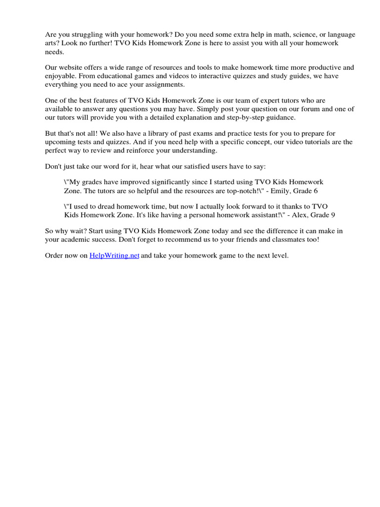 Tvo Kids Homework Zone | PDF | Homework