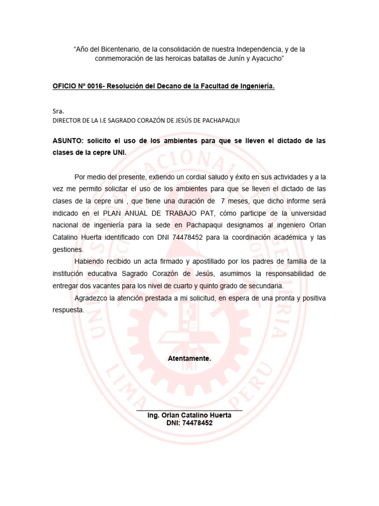 Solicitud Ing 2 | PDF