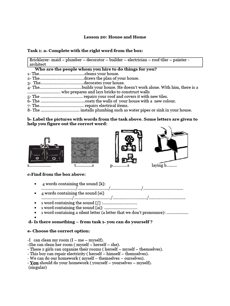 Lesson 20 - House and Home | PDF | Plumbing