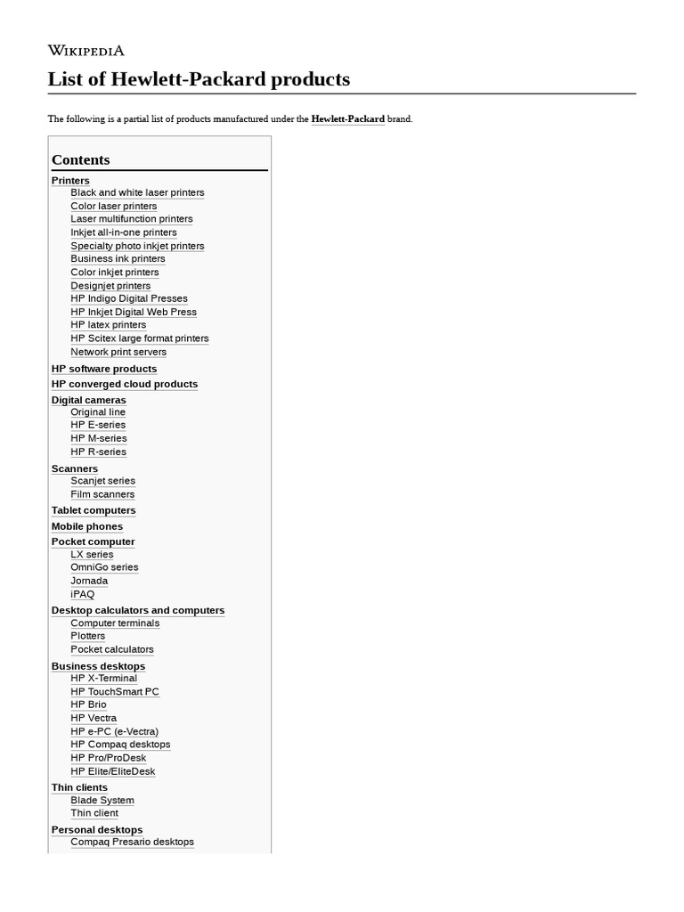 List of Hewlett-Packard Products | PDF | Hewlett Packard | Personal ...