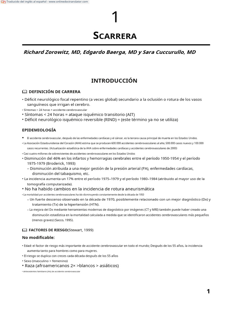 Factores y tipos de accidente cerebrovascular | PDF | Carrera | Embolia