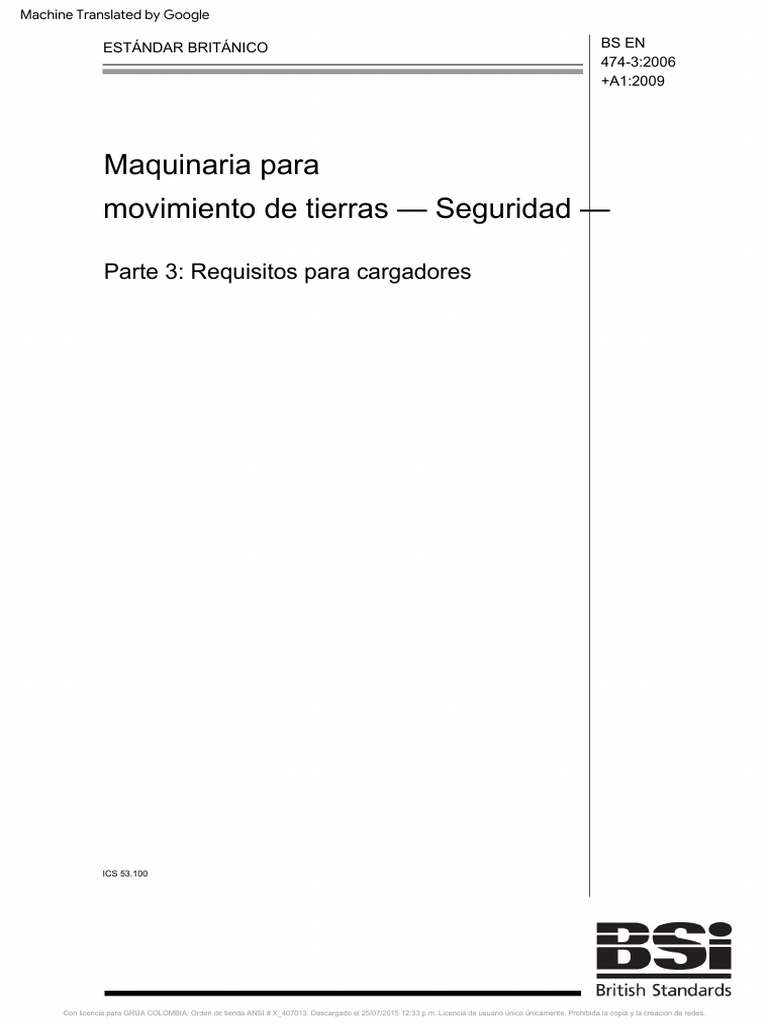 BS en 474-3 - Cargadores | PDF