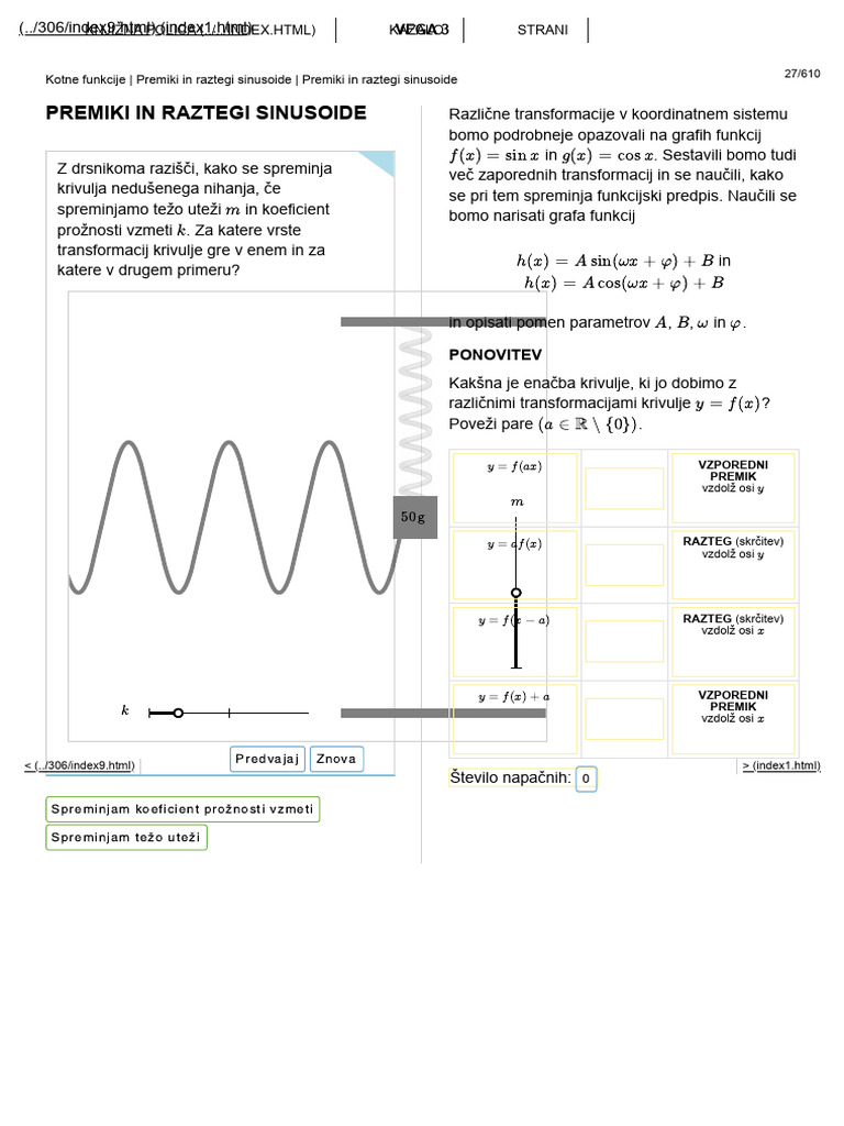 Premiki in Raztegi Sinusoide | PDF