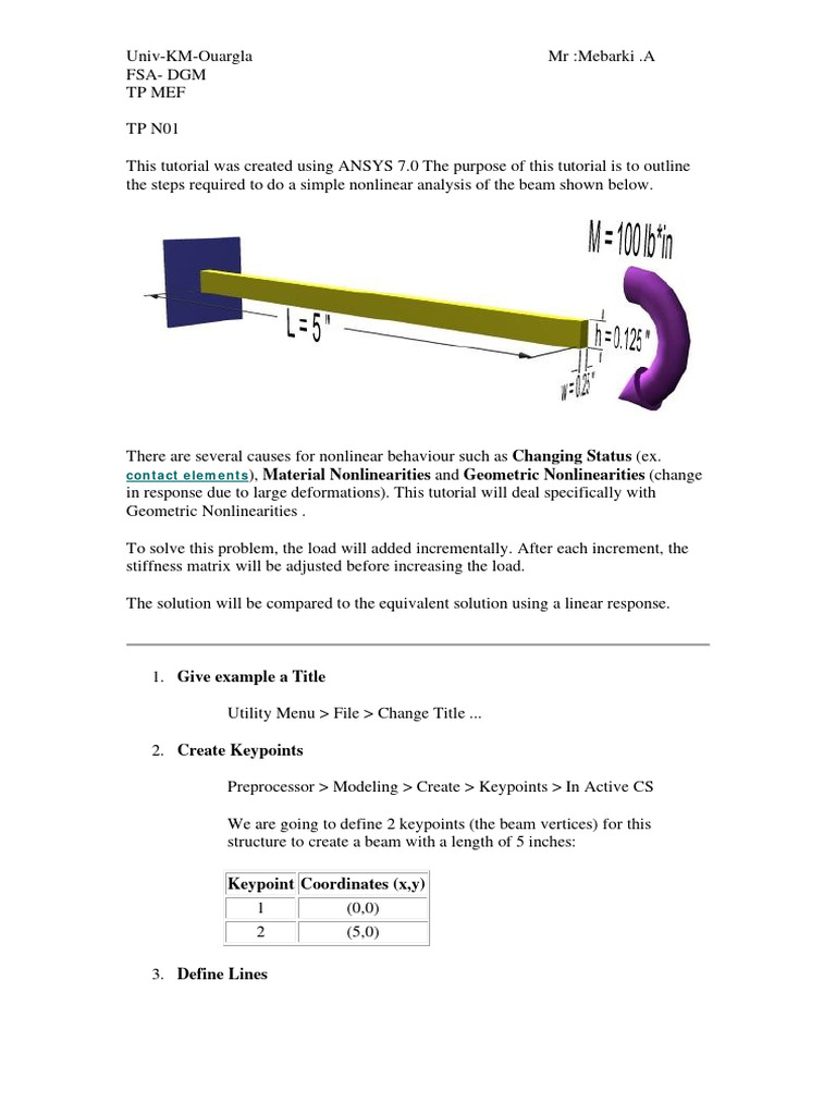 TP ANsys | PDF | Buckling | Beam (Structure)