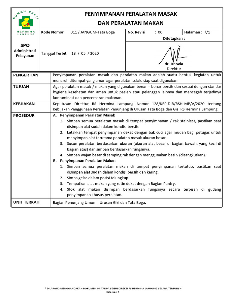 011. Penyimpanan Peralatan (rev.00, 20) | PDF