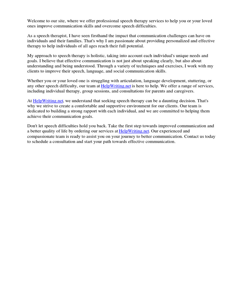 Speech Therapy Personal Statement | Download Free PDF | Psychotherapy ...