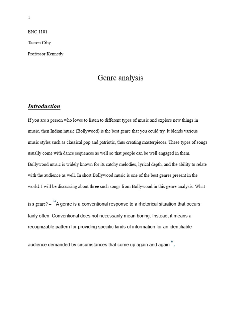genre analysis final draft | PDF | Genre | Feeling