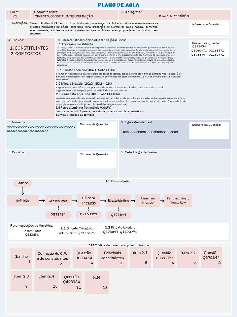 Plano De Aula Cimento Pdf Cimento Solubilidade