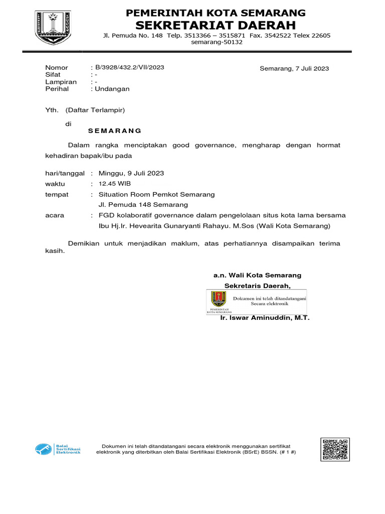 Undangan FGD Kolaboratif Semarang | PDF