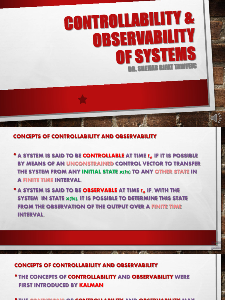 Controllability and Observability in Systems | PDF | Eigenvalues And ...