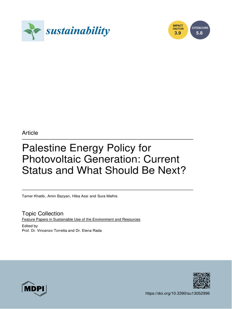Palestine Energy Policy For Photovoltaic Generation Current | PDF | Photovoltaics | Photovoltaic ...