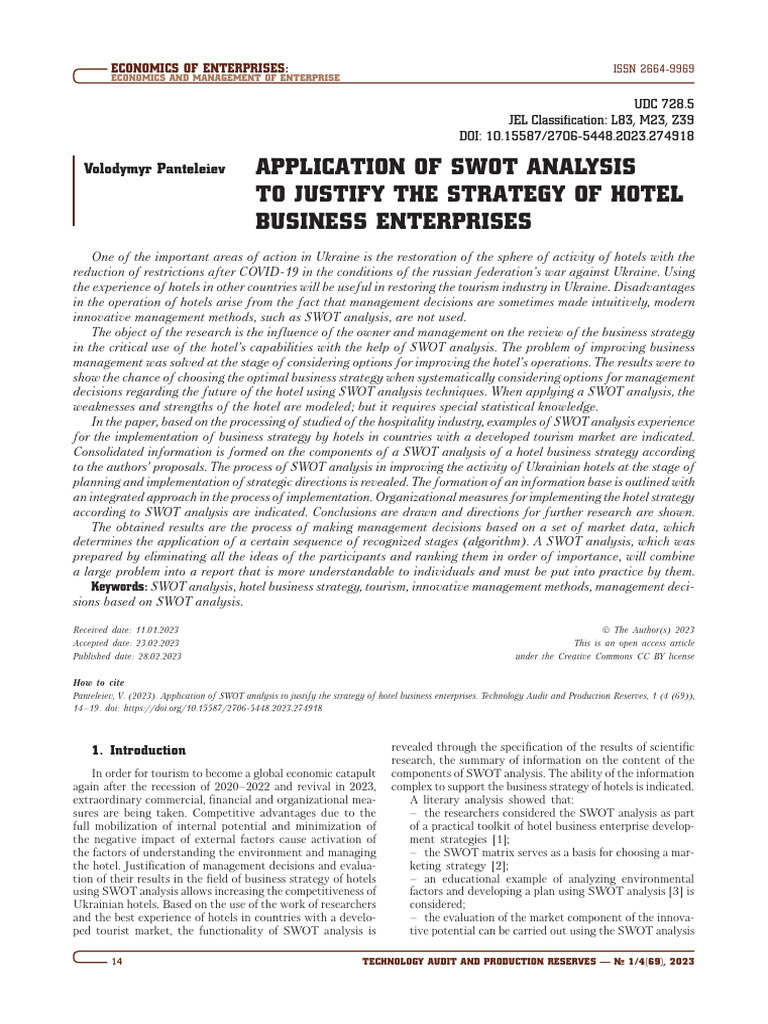 Application of SWOT Analysis To Justify The Strate | Download Free PDF ...