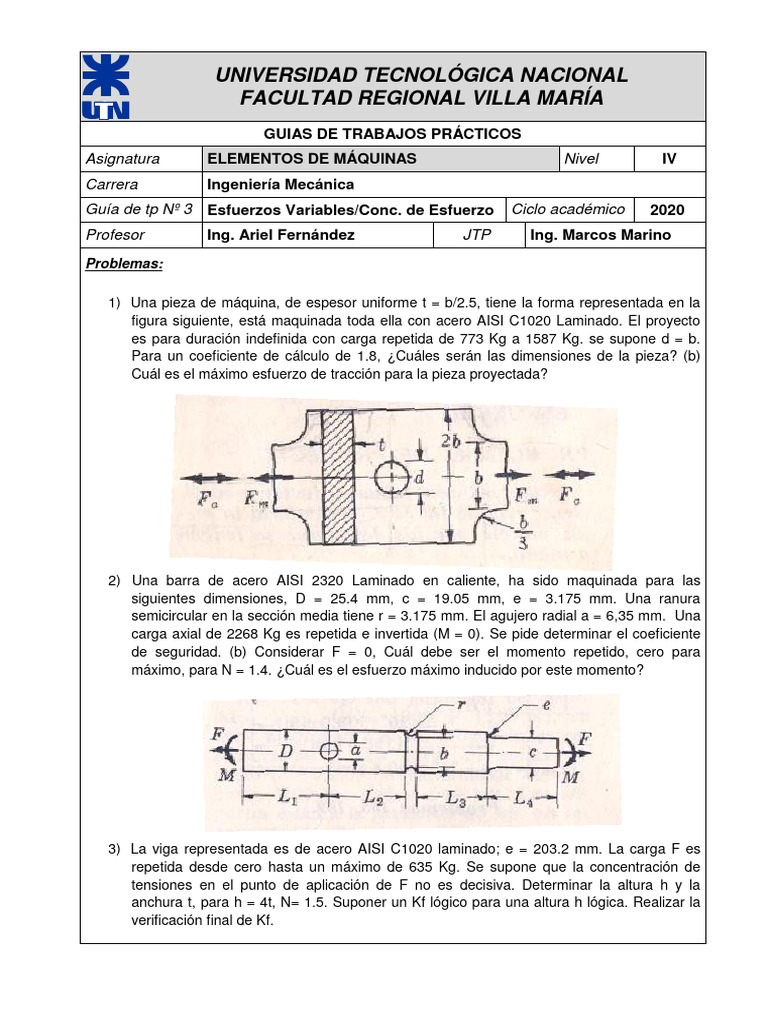 Guia de TP N3 - Esf - Variables - Conc - Tensiones - 2020 | PDF | Laminado (metalmecánica ...