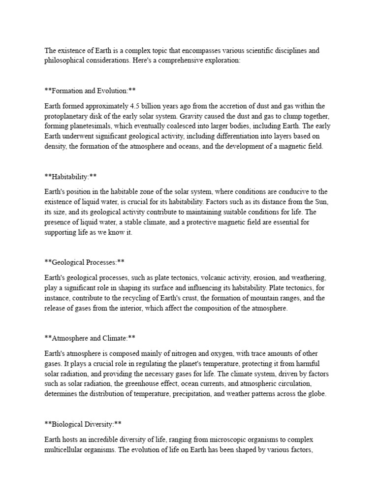 Understanding Earth's Existence | PDF | Earth | Atmosphere