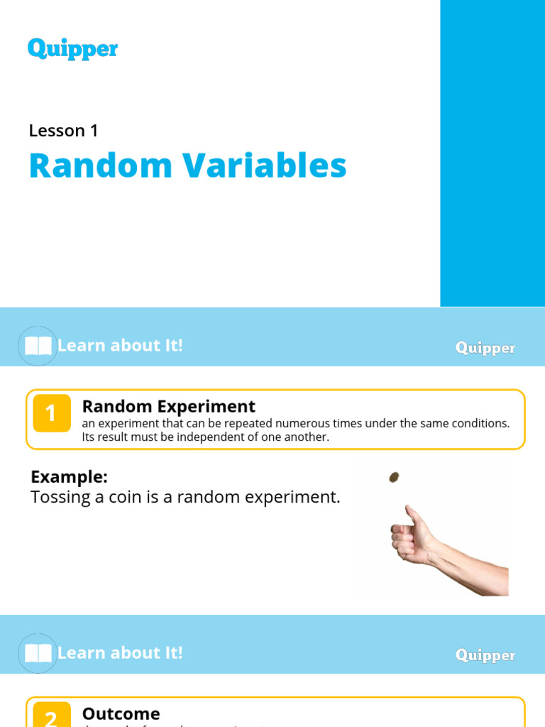 Lesson 1 | PDF | Random Variable | Experiment