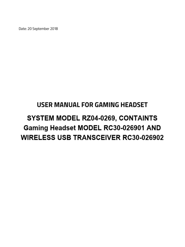 Razer Rz04 0269 Gaming Headset Manual Optimized | PDF | Usb | Microphone