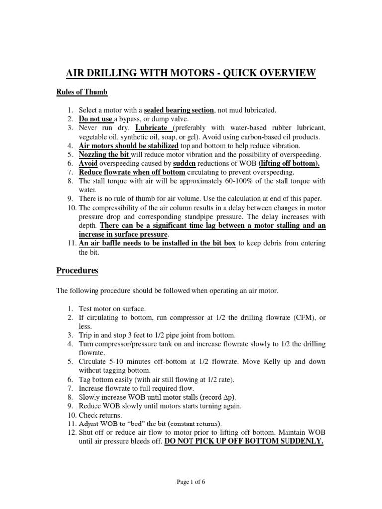 Air Drilling With Motors | PDF | Lubricant | Applied And ...