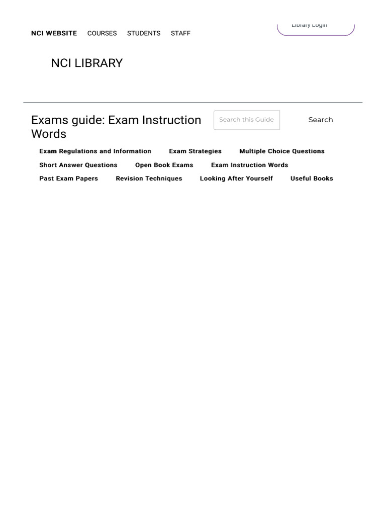 Exam Instruction Words - Exams Guide - LibGuides at National College of Ireland | PDF | Theory ...
