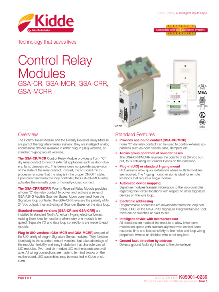 GSA-CR - Ficha Tecnica | PDF | Relay | Electrical Wiring