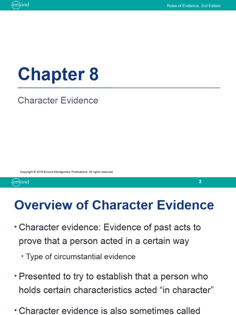 RE2-8 Character Evidence Prof | PDF | Relevance (Law) | Witness