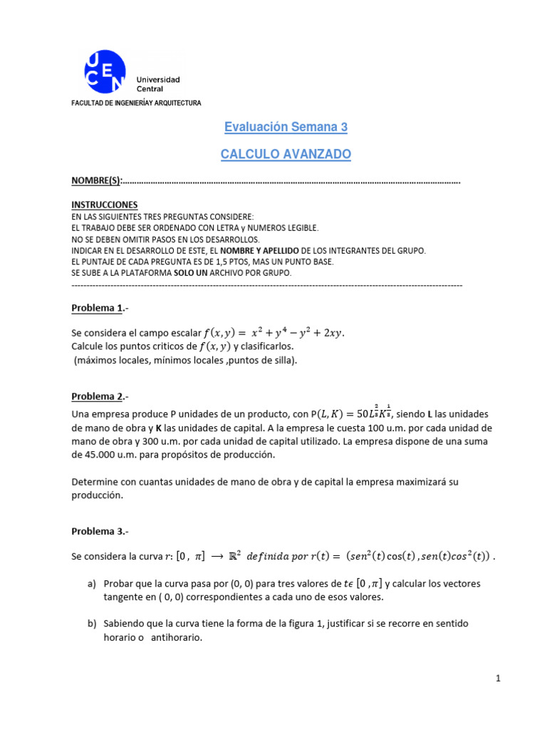 Evaluación de Cálculo Avanzado 3 | PDF