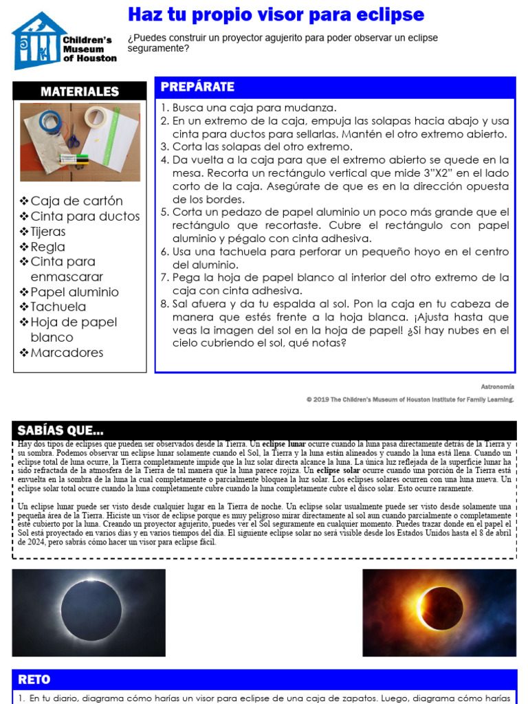 Crea un visor seguro para eclipses solares | PDF | Eclipse | Luna
