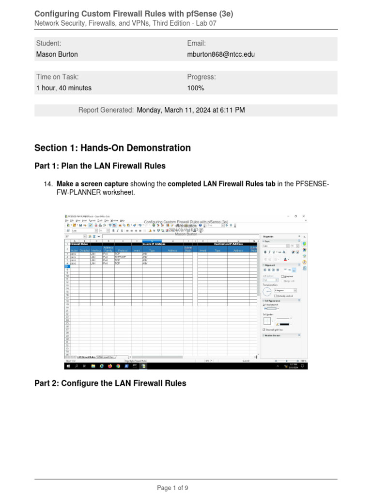 Configuring Custom Firewall Rules With Pfsense 3e - Mason Burton | PDF ...