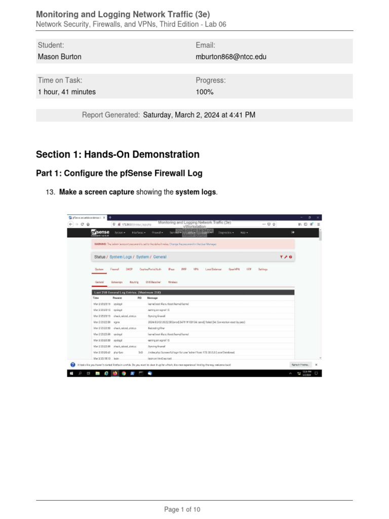 Monitoring and Logging Network Traffic 3e - Mason Burton | PDF ...
