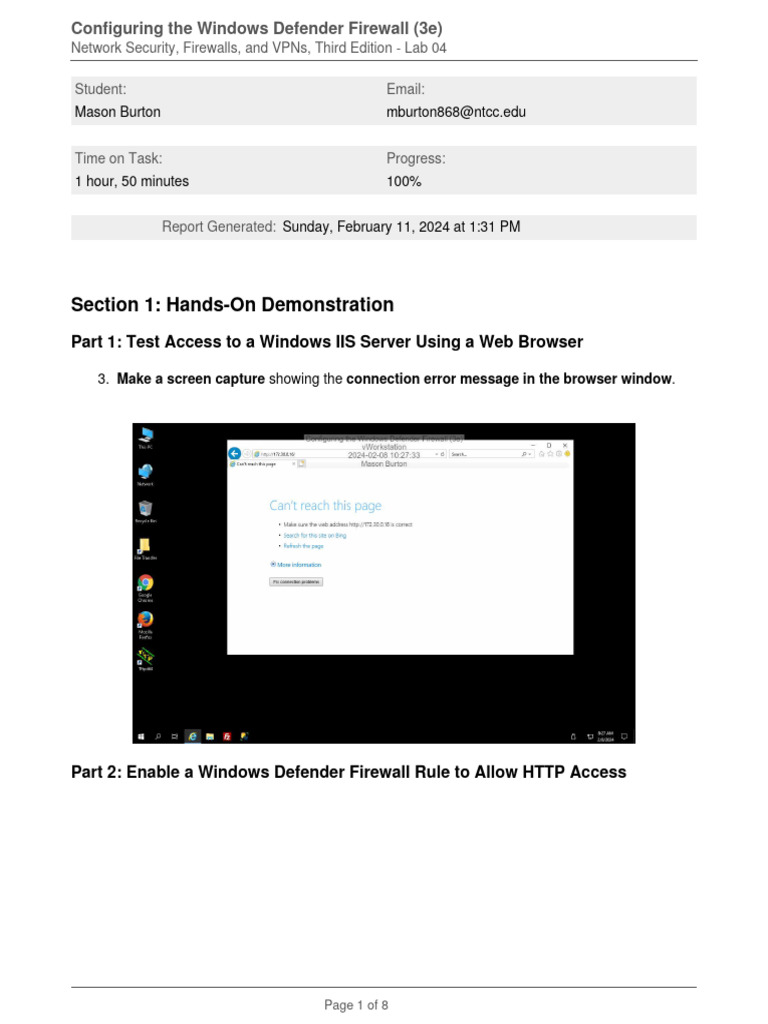 Configuring the Windows Defender Firewall 3e - Mason Burton | PDF | Port (Computer Networking ...