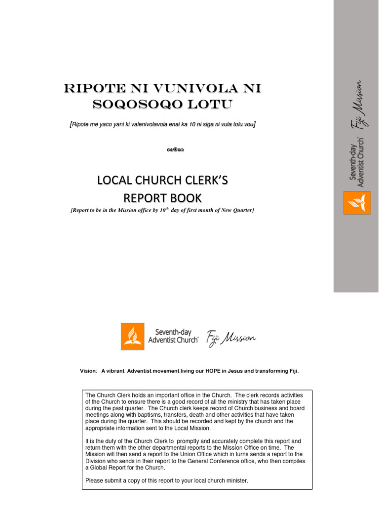 Church Clerk Report Booklet Gray July 201933 1 | PDF | Protestant ...