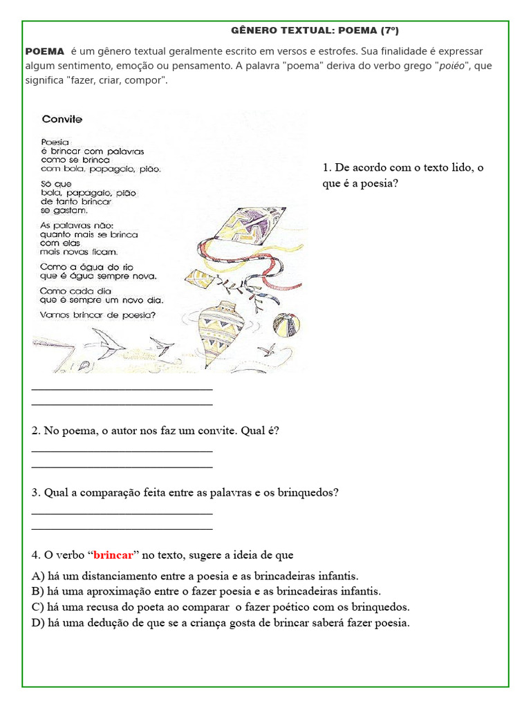 Gênero Textual Poema (7º) | PDF