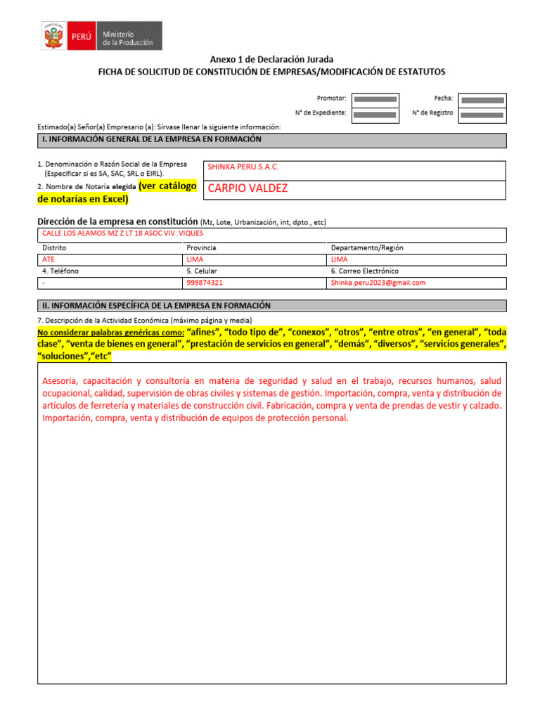 1-Ficha de Solicitud | Descargar gratis PDF | Business