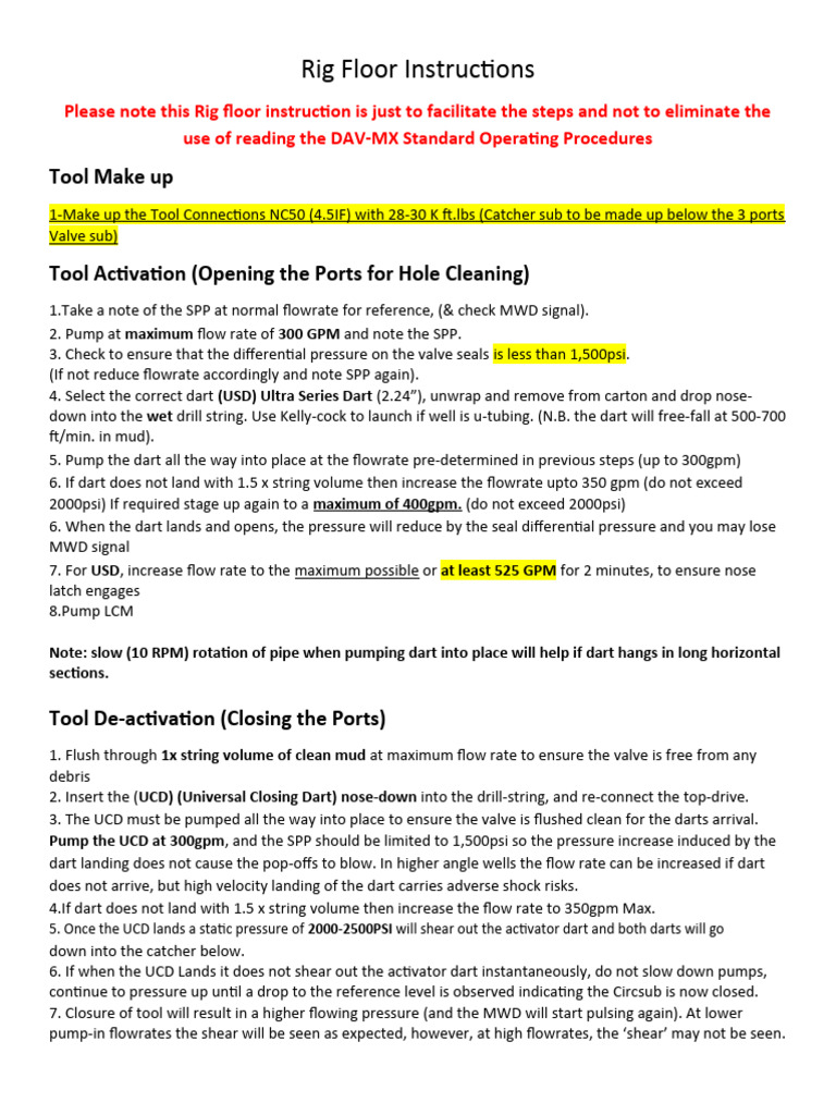 Churchhill Tool-8 5in - Rig Floor Instructions - CDT | PDF | Pump | Mechanical Engineering