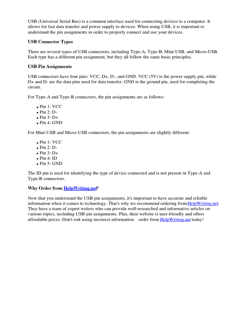 Usb Pin Assignments | PDF | Usb | Electrical Connector