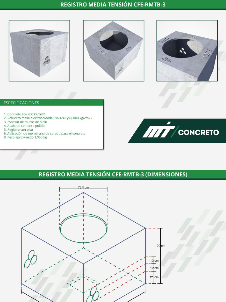 Registro-de-Media-Tension-CFE-RMTB-3-MIT-Concreto-01 | PDF