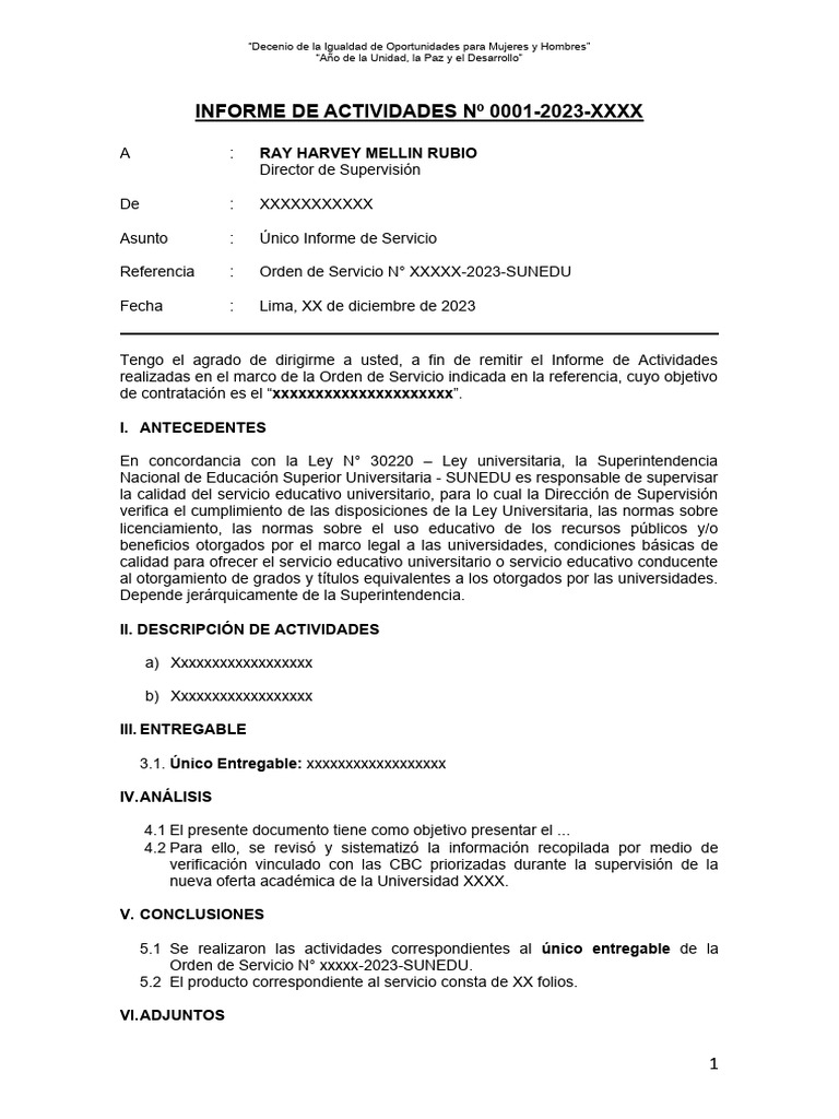 Modelo de Informe de Actividades | PDF