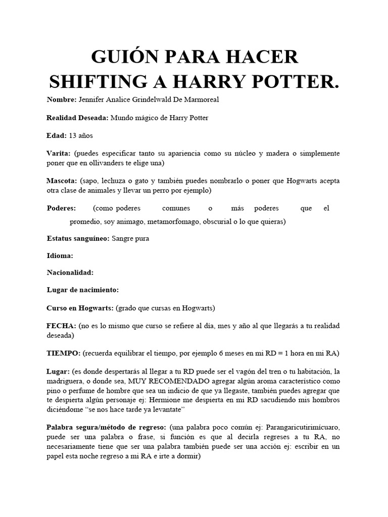 Guión para Hogwarts | PDF | Harry Potter | Mundos de fantasía