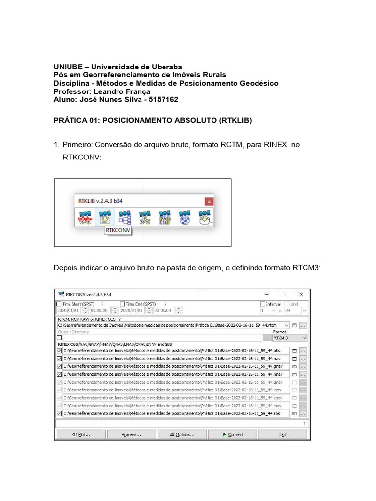 Prática 01 - Posicionamento Absoluto (Rtklib) | PDF | Ciências e Matemática | Tecnologia e ...
