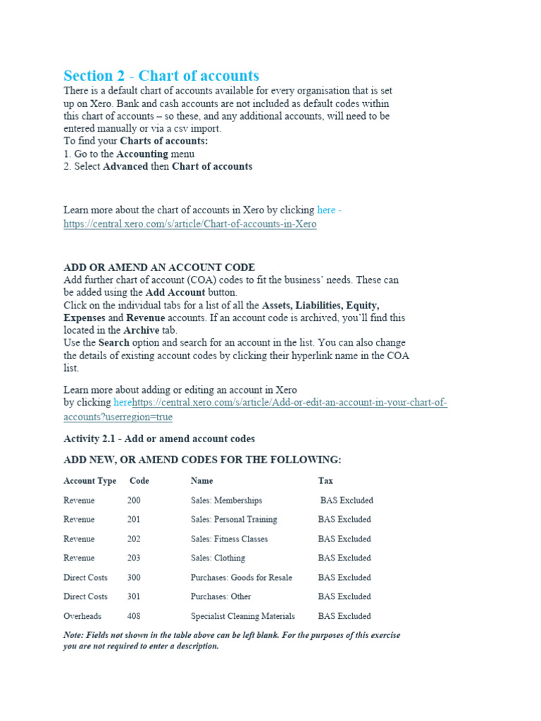 Section 2 Chart of Accounts | PDF | Cash | Banks