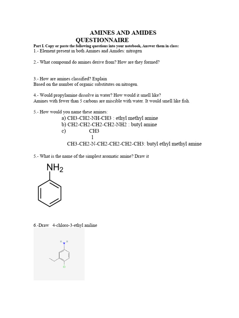 Cuestionario Aminas | PDF | Amine | Amide